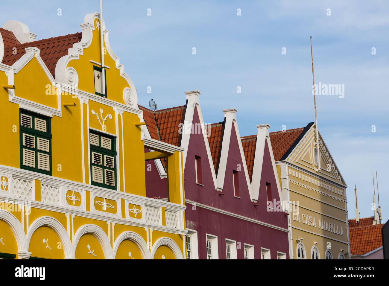 Detail of the Dutch colonial style architecture in the Punda district ...