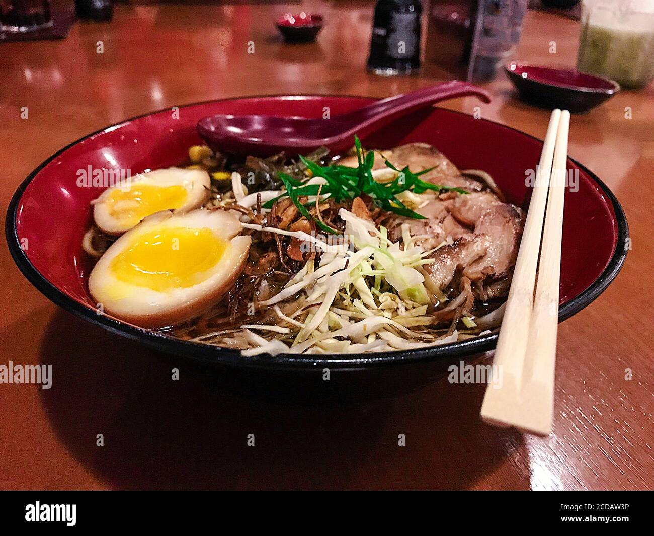 Japanese pasta food concept image. - Traditional japanese pork lamen on ...
