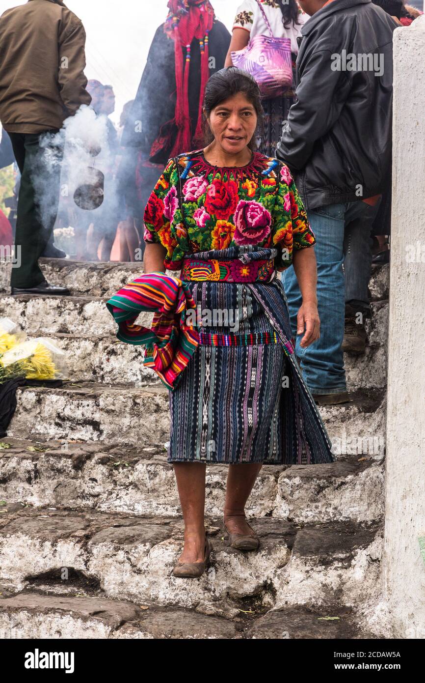 A Quiche Mayan woman in traditional dress on the pre-Hispanic Mayan ...