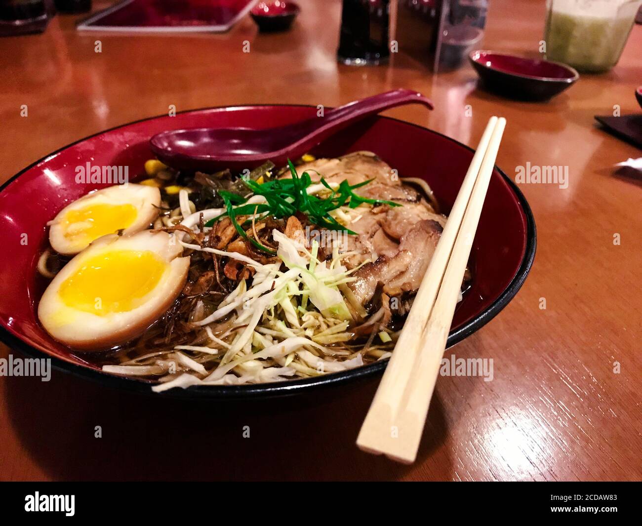 Japanese pasta food concept image. - Traditional japanese pork lamen on ...