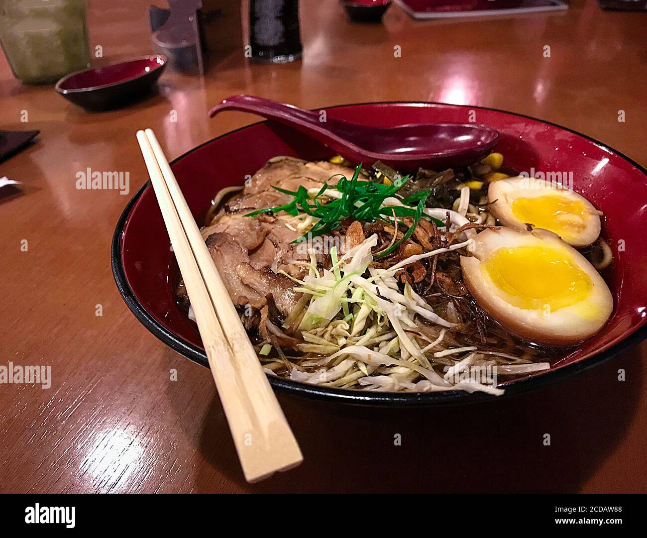 Japanese pasta food concept image. - Traditional japanese pork lamen on ...