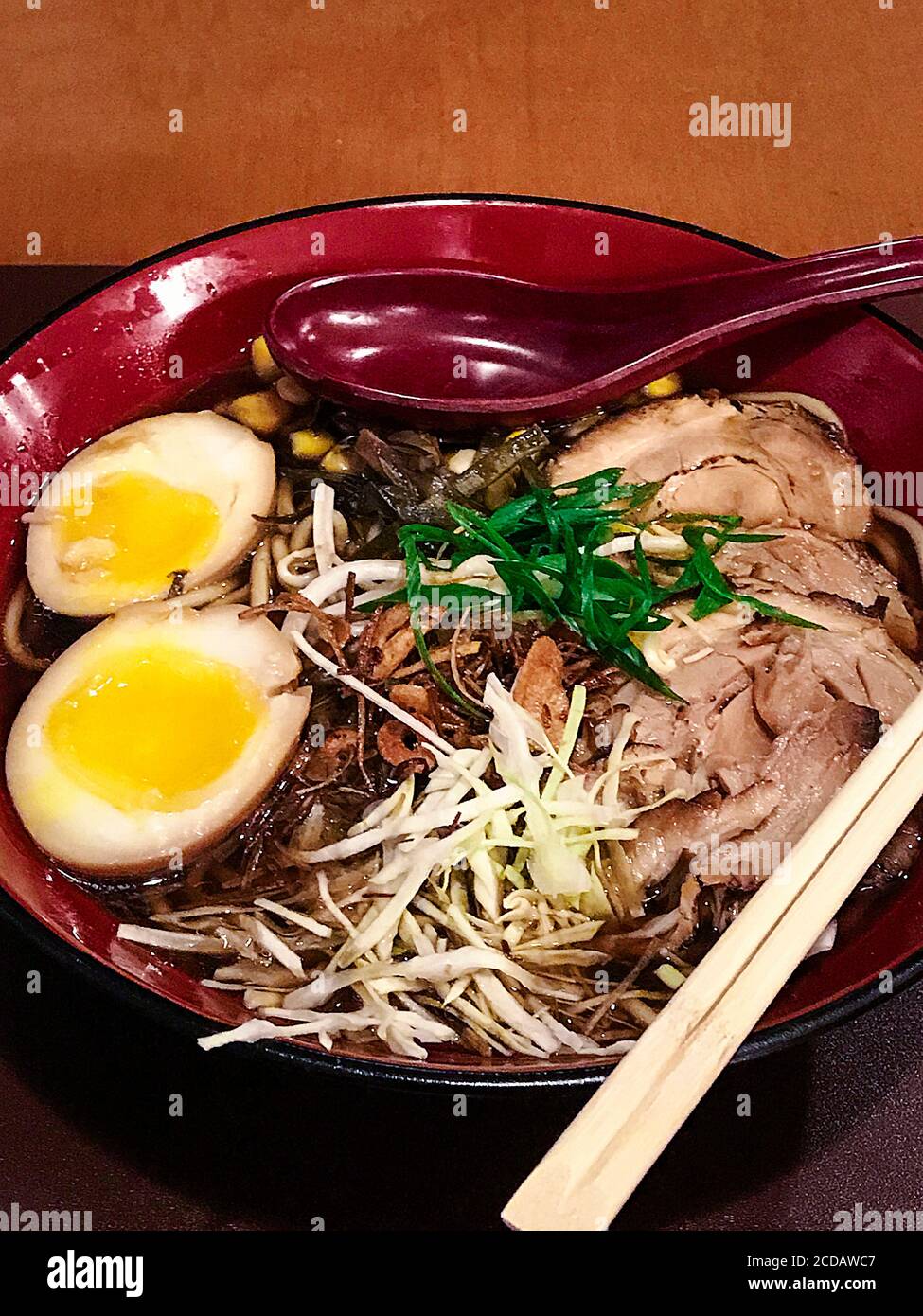 Japanese pasta food concept image. - Traditional japanese pork lamen on ...