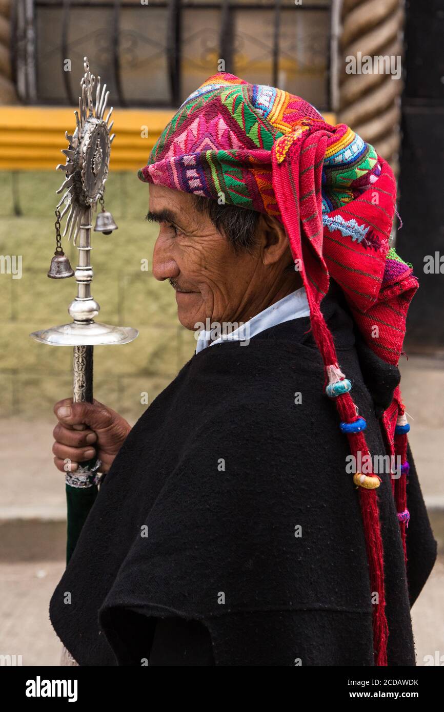 A cofrade or offical in a cofradia or religious society with his silver ...