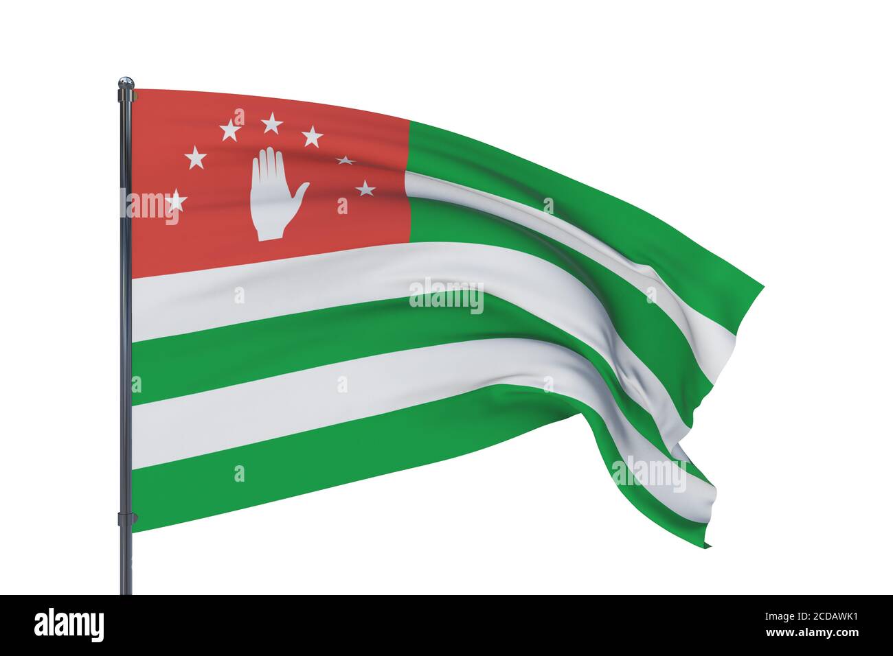 3D illustration. Waving flags of the world - flag of Abkhazia. Isolated on white background ...