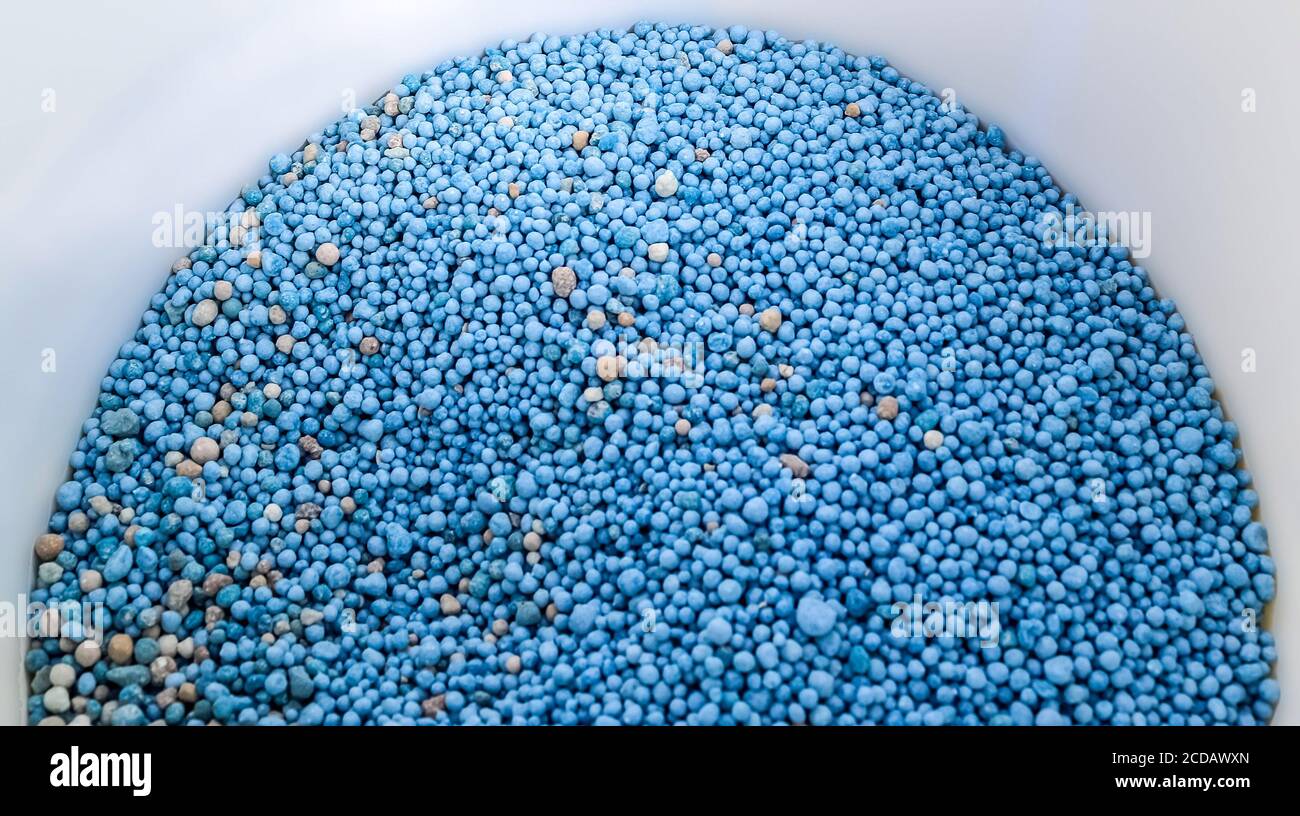 Close up of a blue chemical fertilizer texture for background usage ...