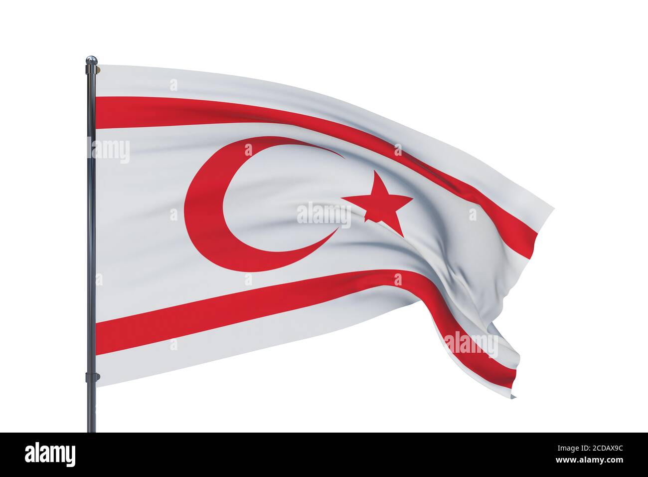 3D illustration. Waving flags of the world - flag of Turkish Republic of Northern Cyprus ...