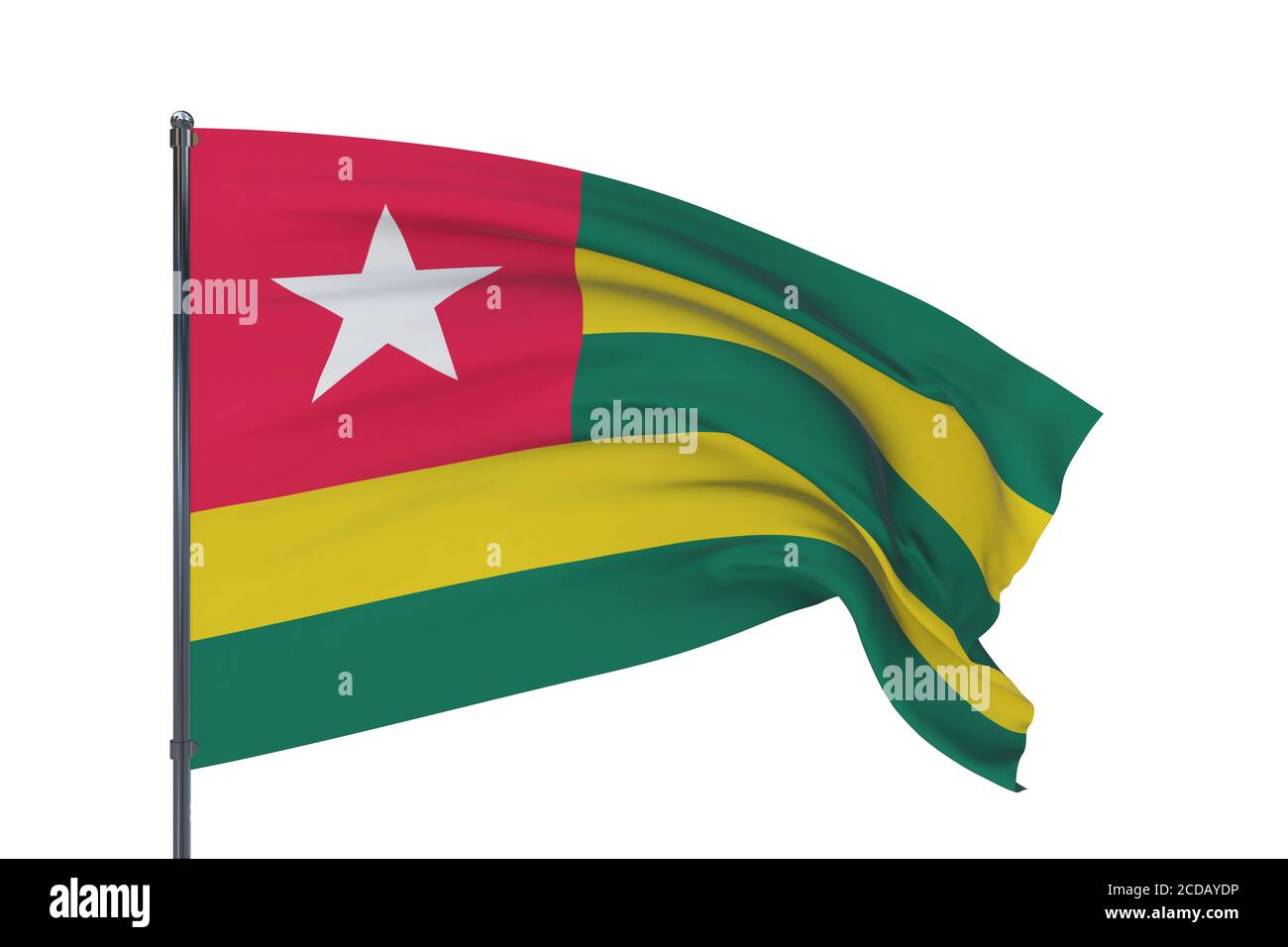 3D illustration. Waving flags of the world - flag of Togo. Isolated on white background Stock ...