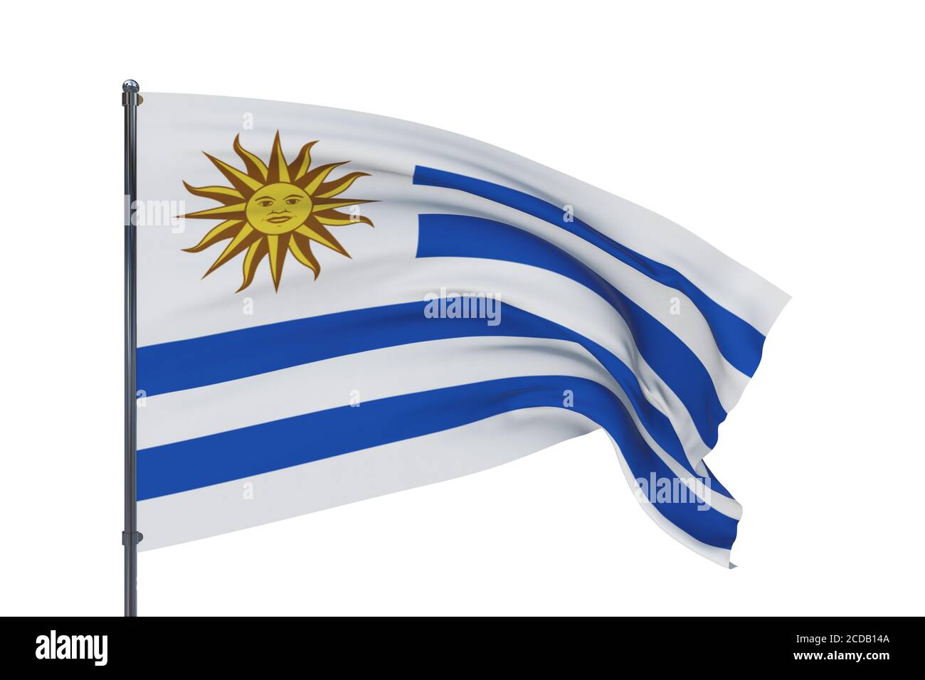 3D illustration. Waving flags of the world - flag of Uruguay. Isolated ...