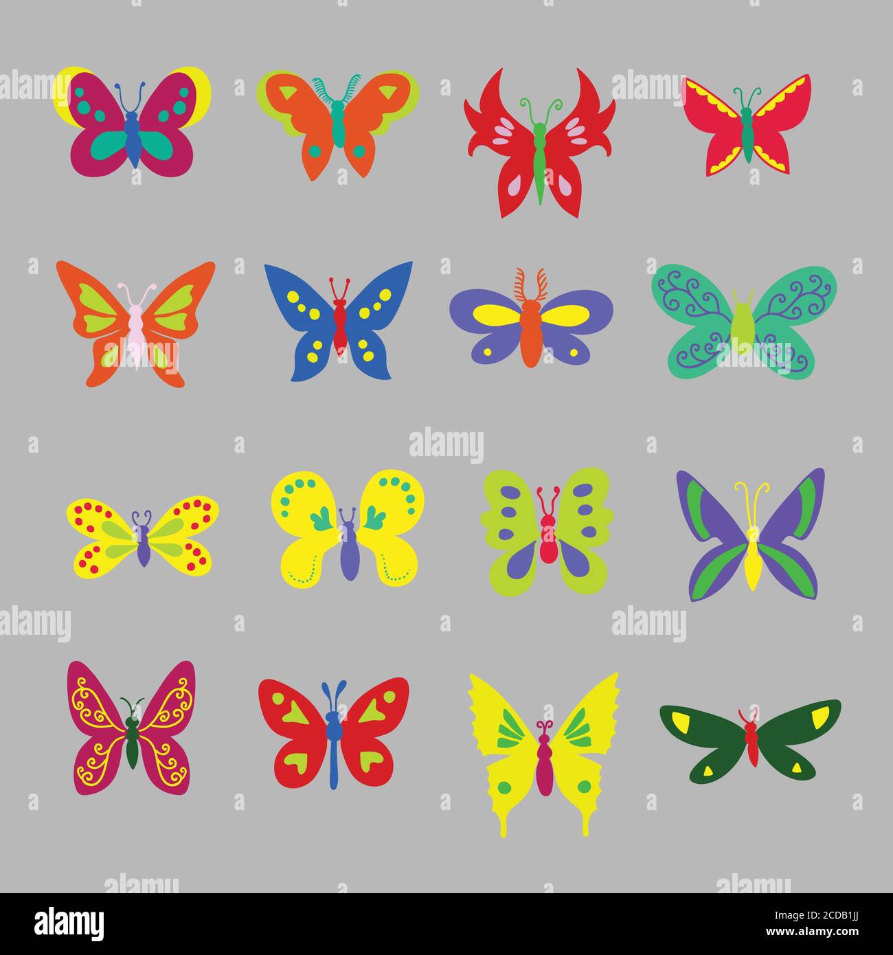 Big set of bright colorful minimalistic butterflies Stock Vector Image ...