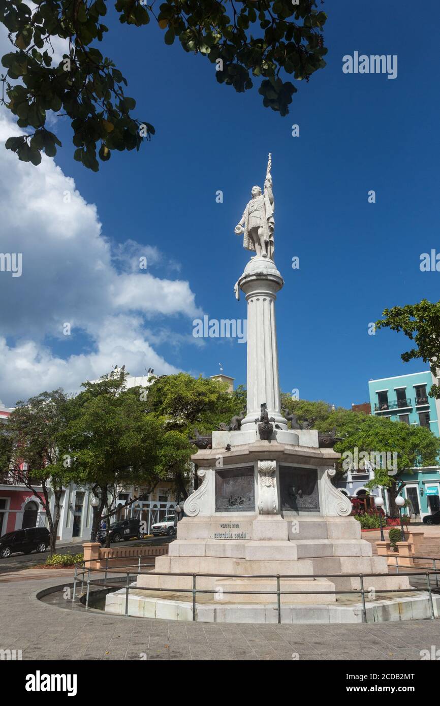 The Columbus Statue in the Plaza Colon in Old San Juan commerorates ...