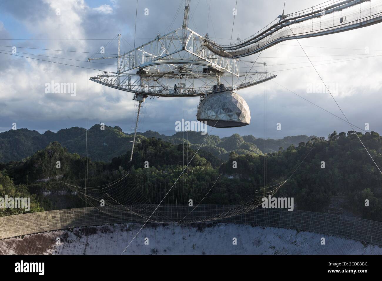 The radio telescope at the Arecibo Observatory with a 1000 ft. diameter ...