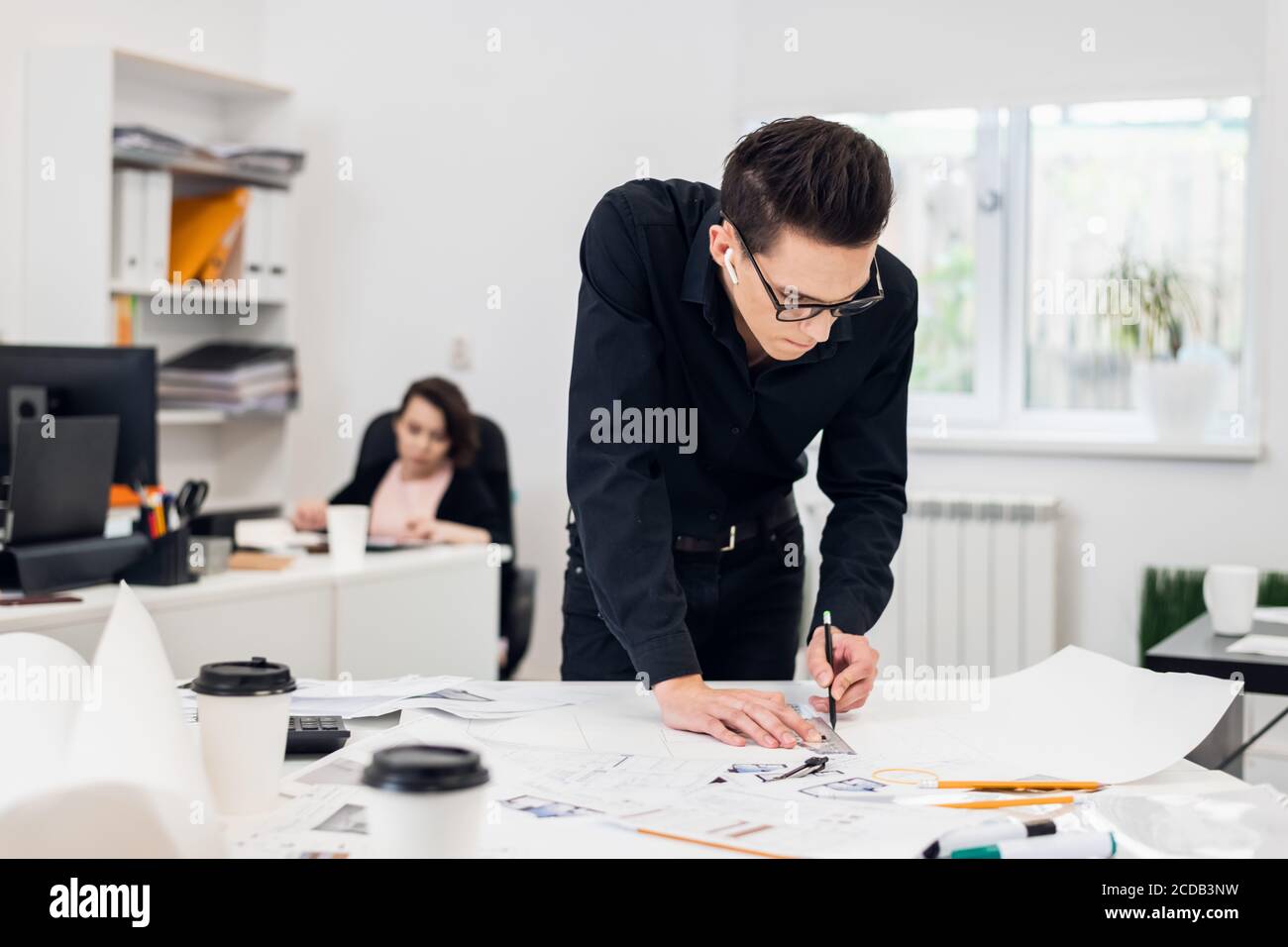 Student working architectural project hi-res stock photography and ...