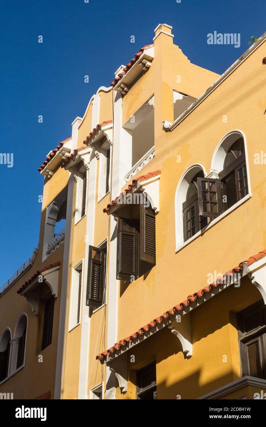 Colorfully painted houses in the historic colonial city of Old San Juan ...
