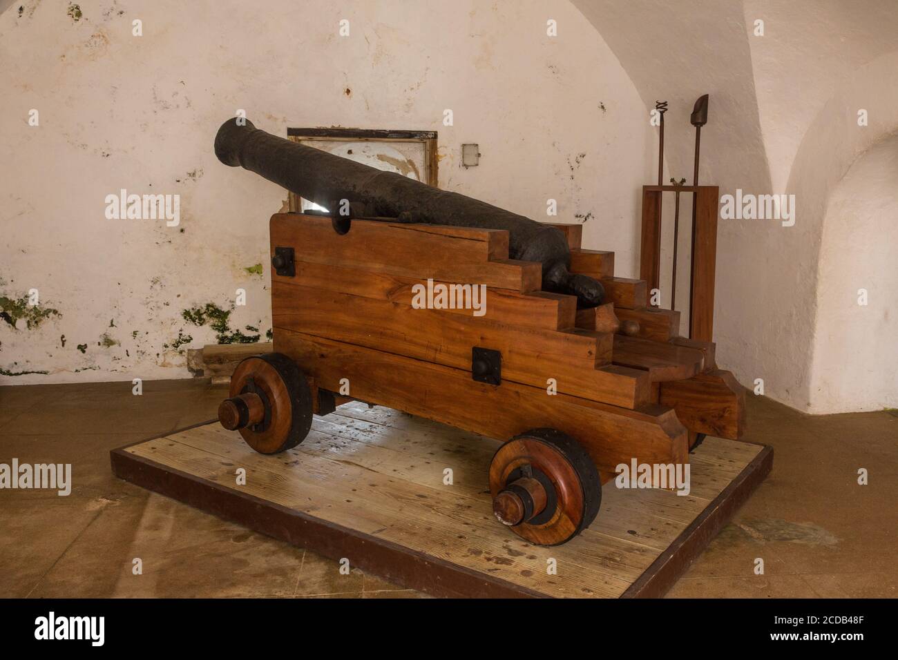 Old Spanish bronze 8-pound cannon in Castillo San Felipe del Morro in ...