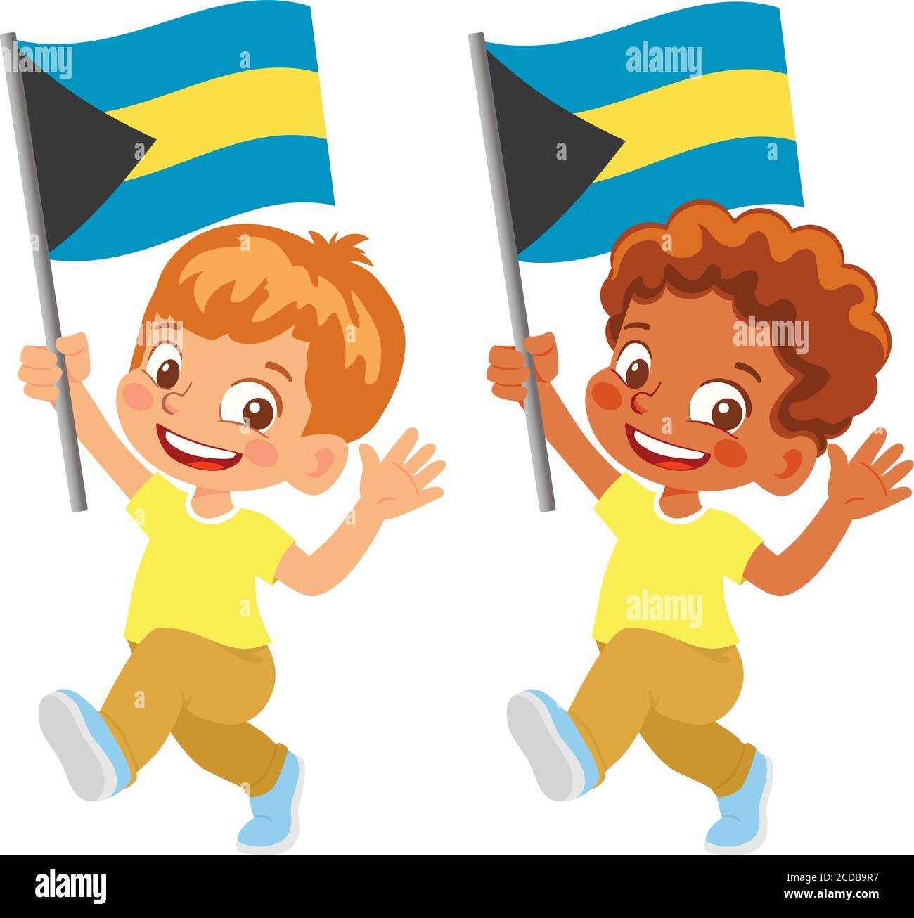 Bahamas flag in hand. Children holding flag. National flag of Bahamas ...