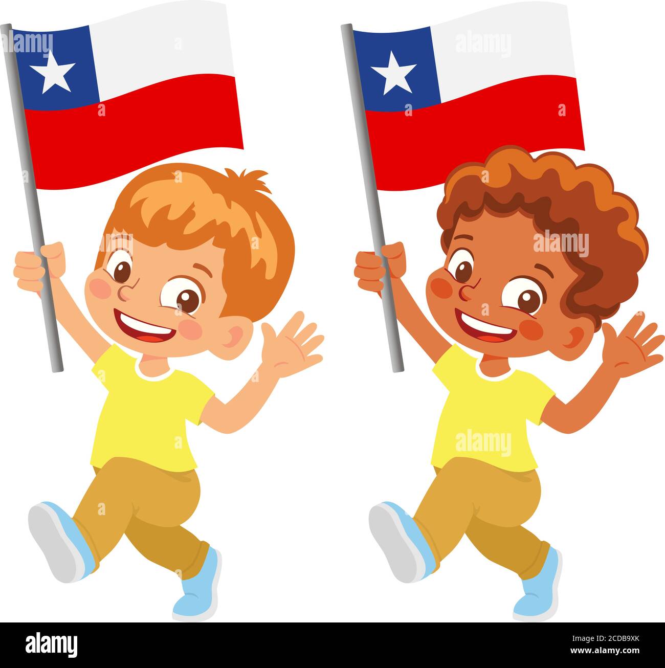 Chile flag in hand. Children holding flag. National flag of Chile ...