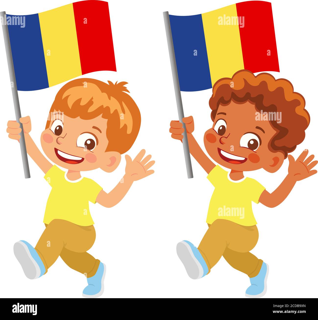 Chad flag in hand. Children holding flag. National flag of Chad vector ...
