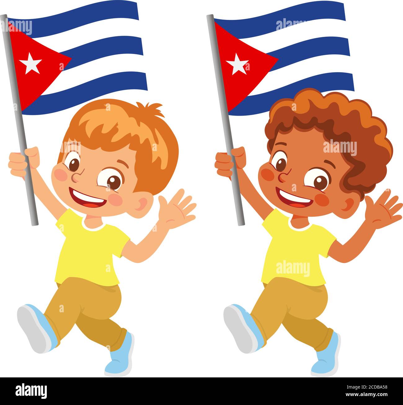 Cuba flag in hand. Children holding flag. National flag of Cuba vector ...
