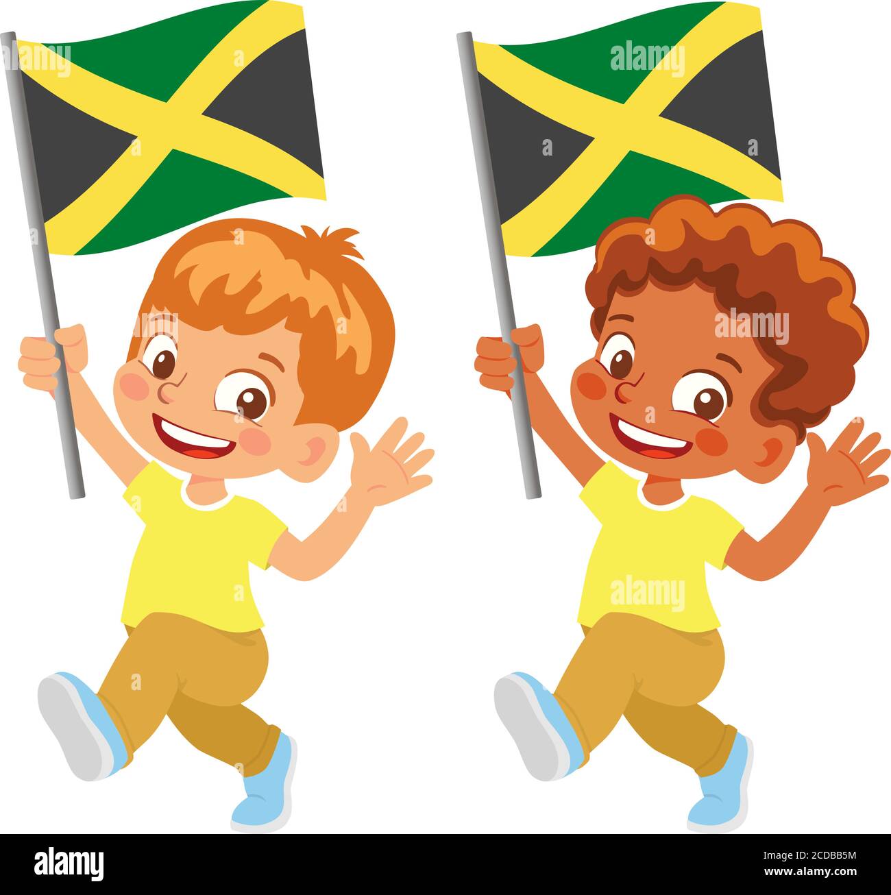 Jamaica flag in hand. Children holding flag. National flag of Jamaica ...