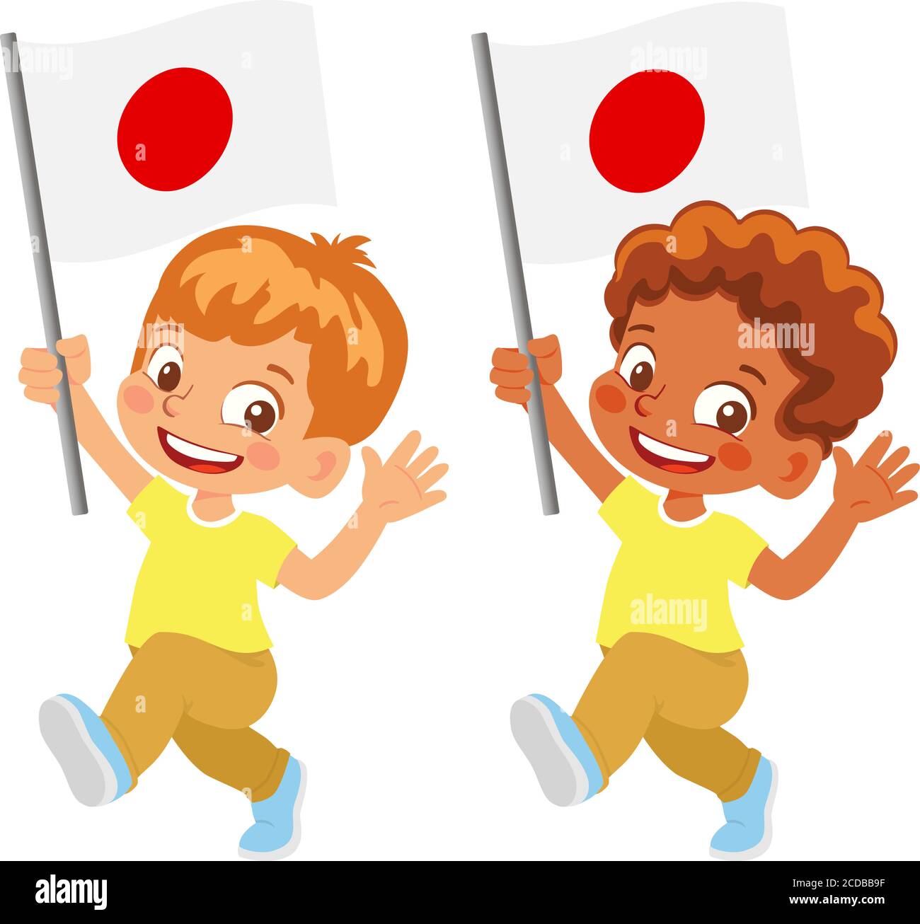 Japan flag in hand. Children holding flag. National flag of Japan ...