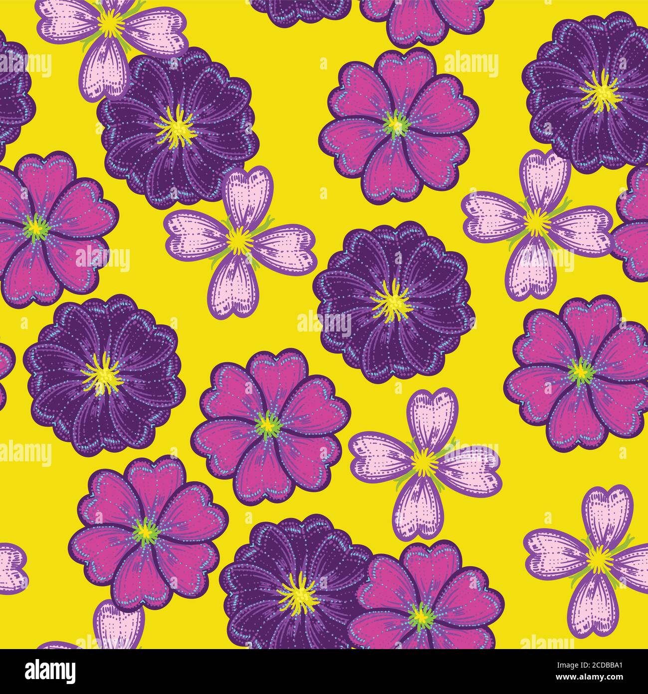 Bright colorful retro seamless pattern with flowers Stock Vector Image ...