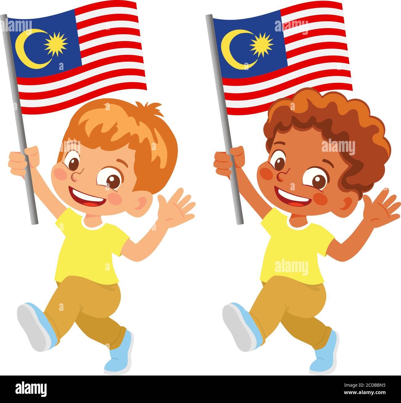 Malaysia flag in hand. Children holding flag. National flag of Malaysia ...
