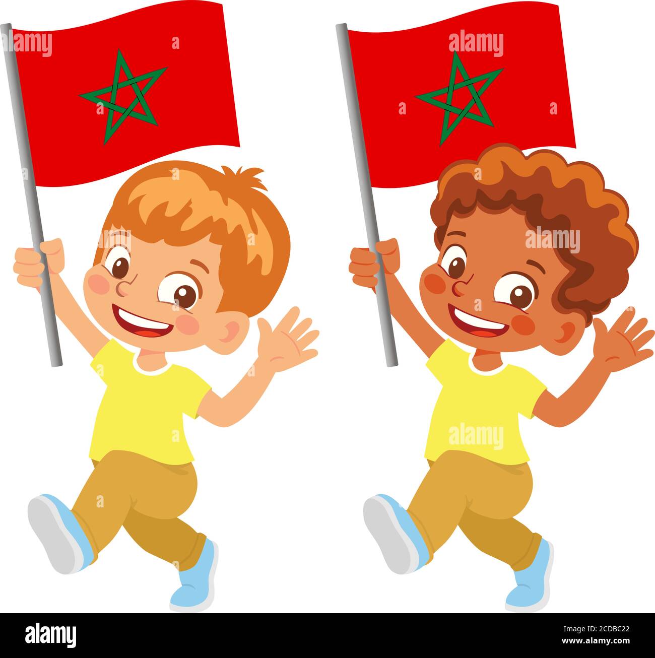 Morocco flag in hand. Children holding flag. National flag of Morocco ...