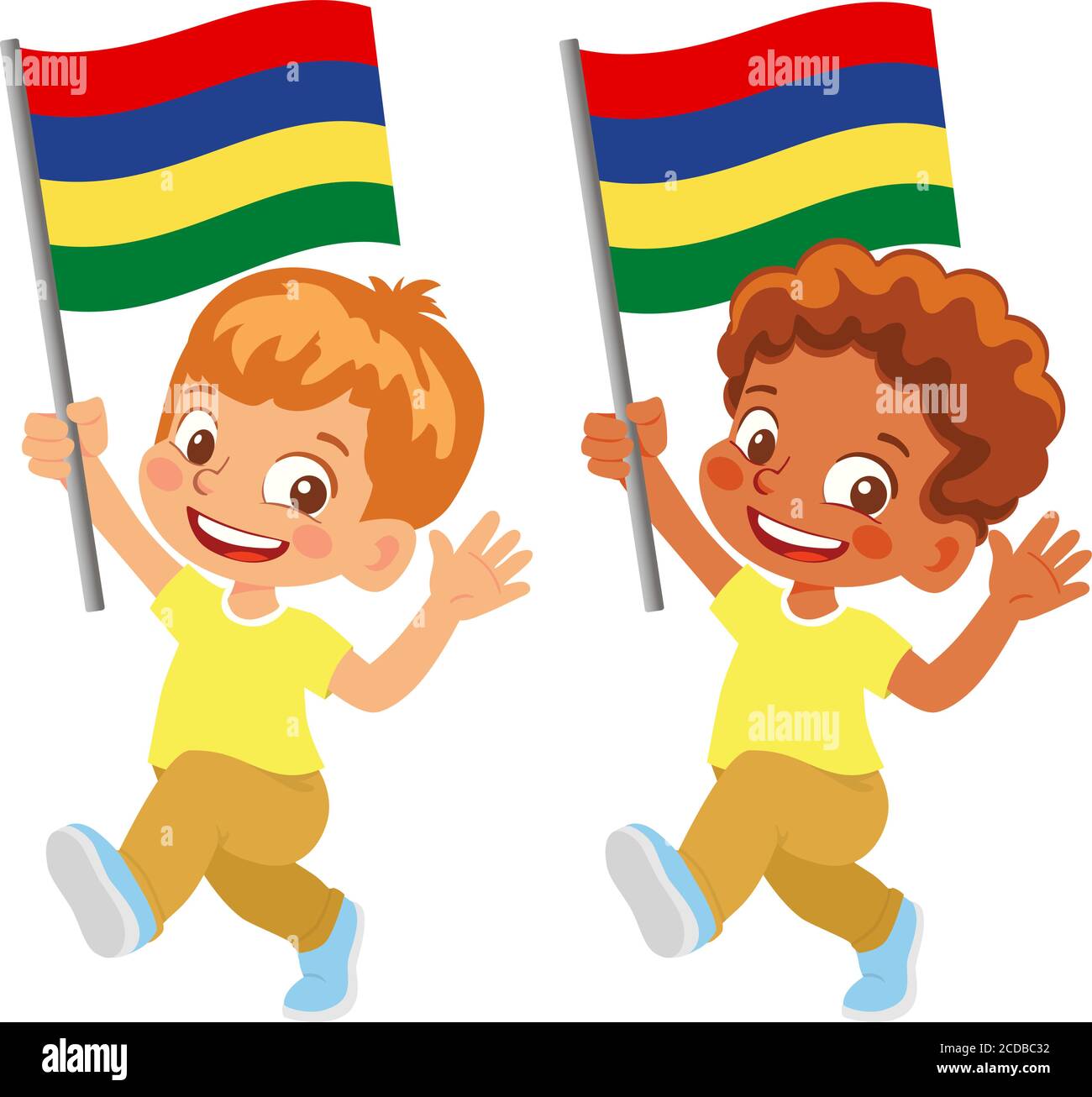 Mauritius flag in hand. Children holding flag. National flag of ... Mauritius flag in hand. Children holding flag. National flag of ...