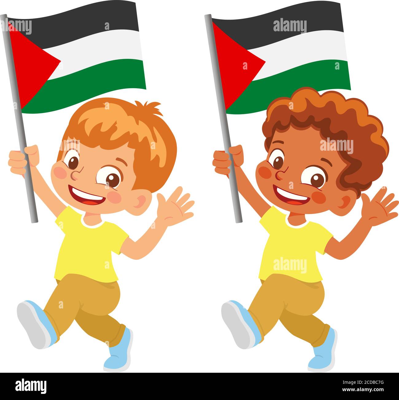 Palestine flag in hand. Children holding flag. National flag of ...