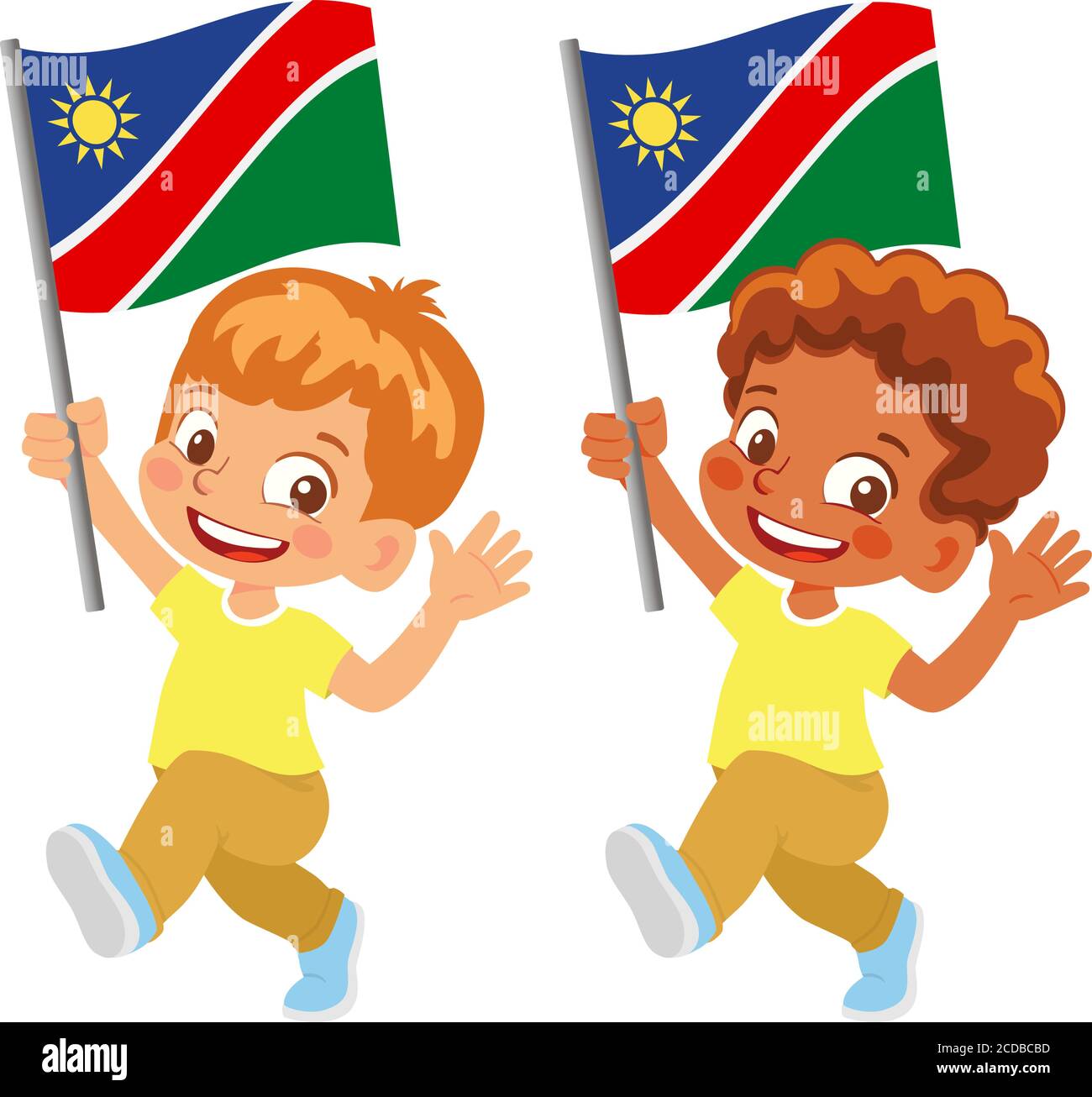 Namibia flag in hand. Children holding flag. National flag of Namibia ...