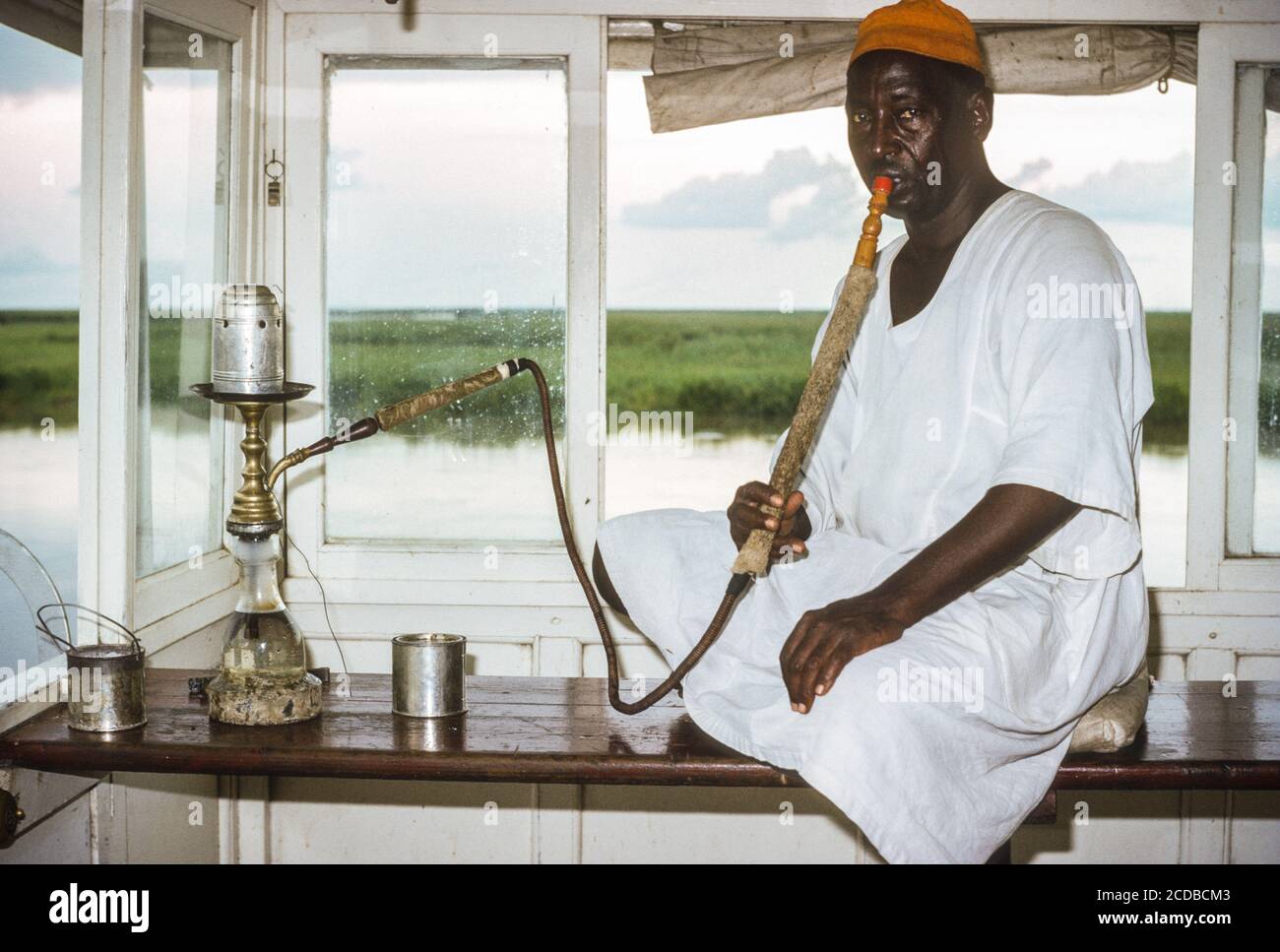 Nile River Boat Captain and his Water Pipe (Sheesha, Nargileh, Hookah ...