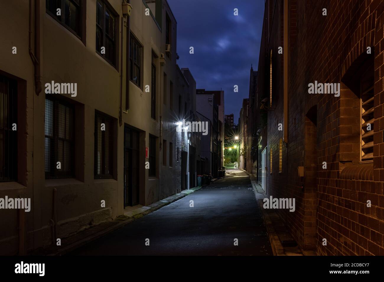 Empty backstreet at night Stock Photo - Alamy