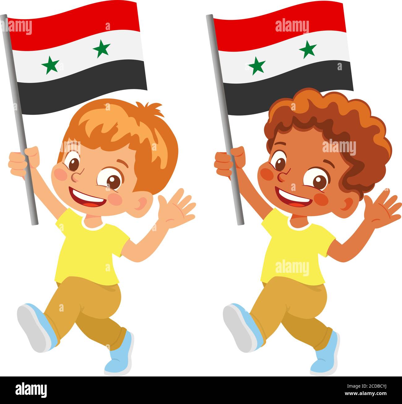 Syria flag in hand. Children holding flag. National flag of Syria ...