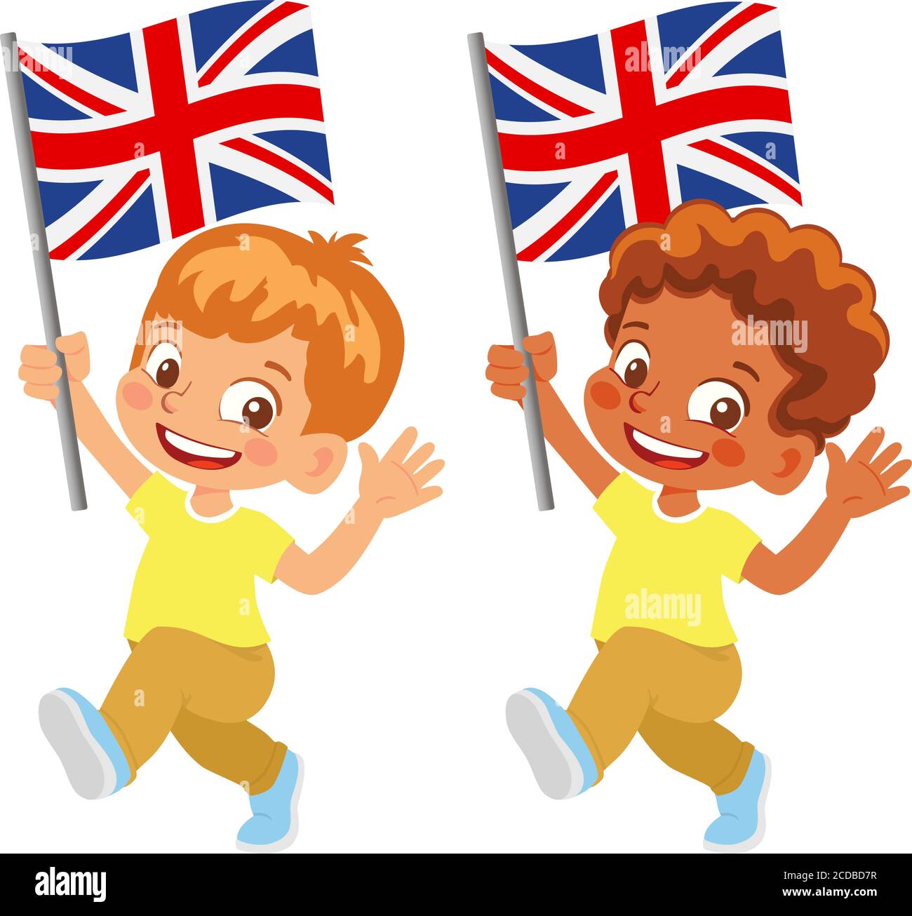 United Kingdom flag in hand. Children holding flag. National flag of ...
