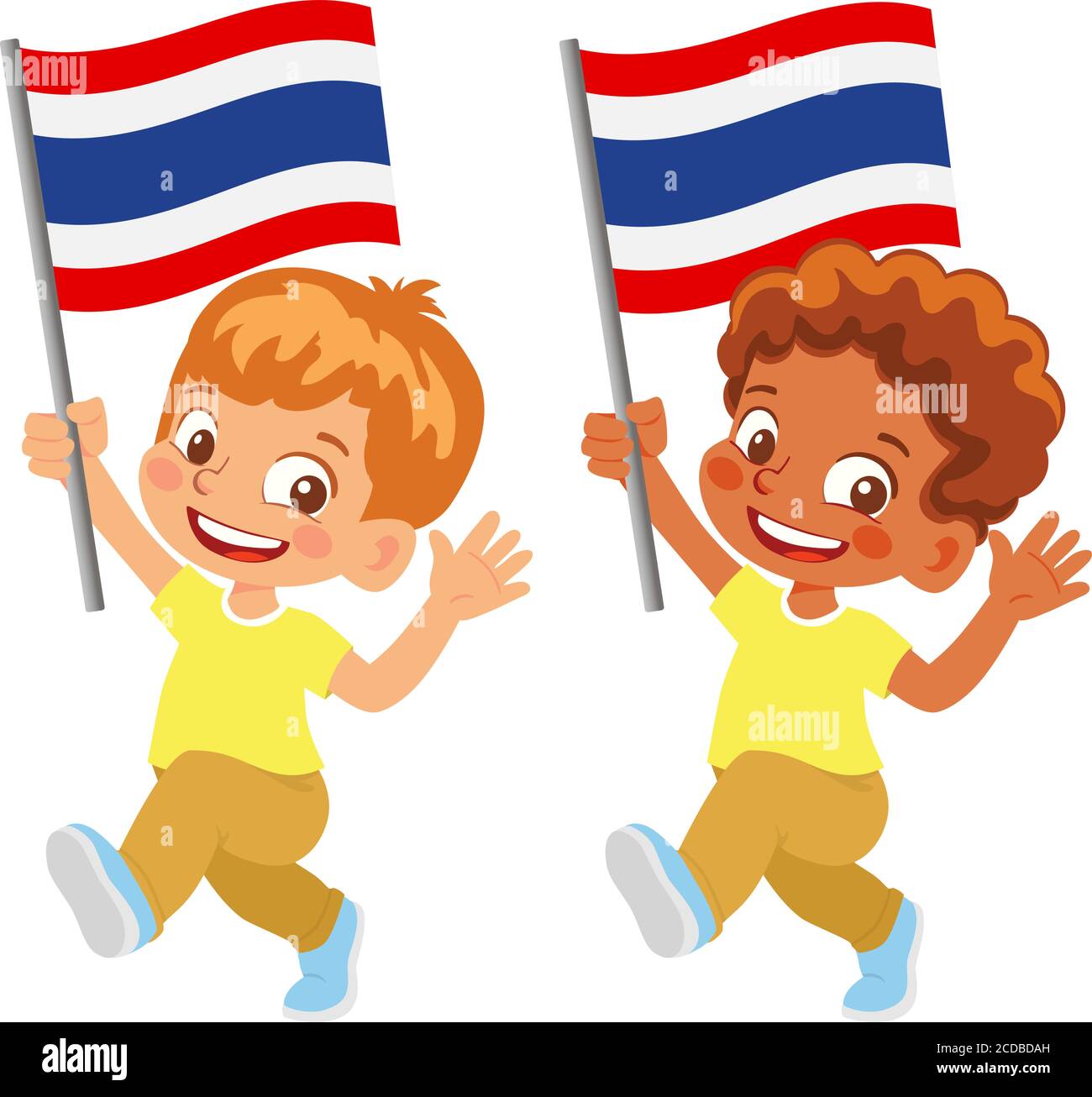 Thailand flag in hand. Children holding flag. National flag of Thailand ...