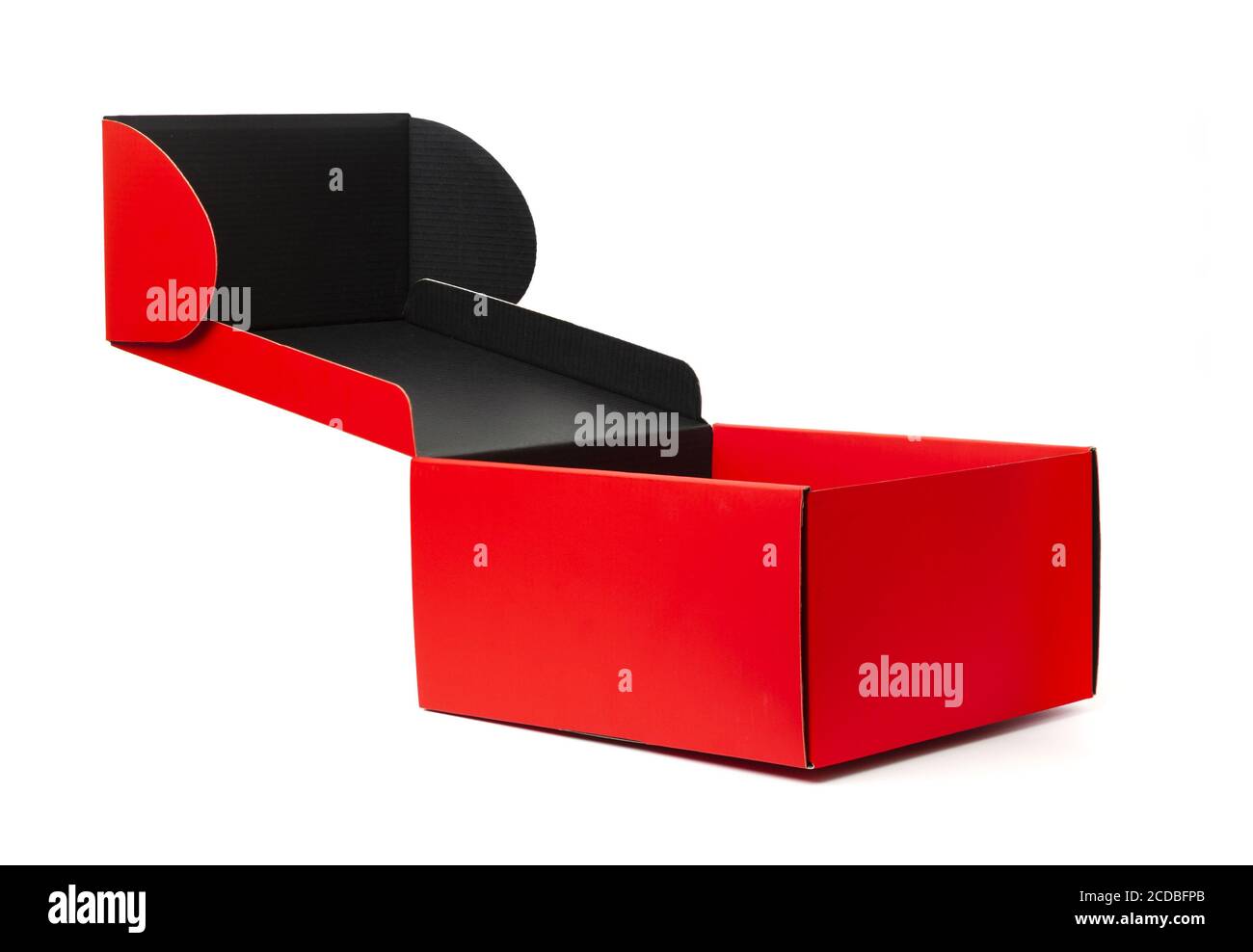 Opened Red cardboard gift box. packaging for shopping and gifts ...