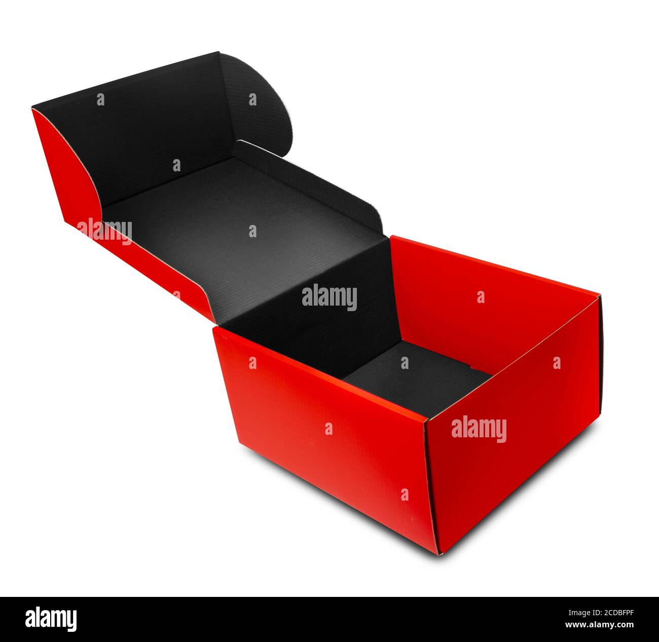 Opened Red cardboard gift box. packaging for shopping and gifts ...