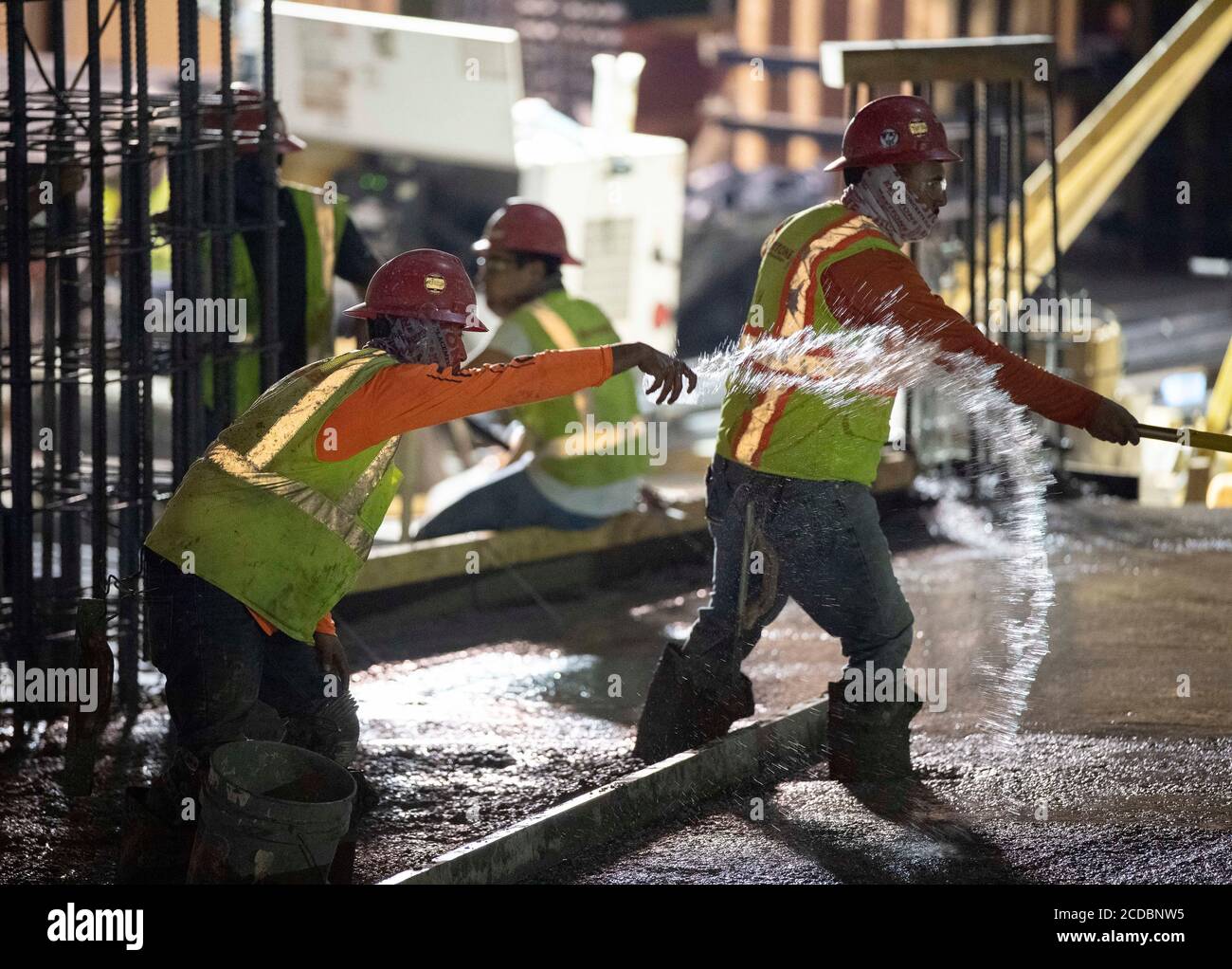 Austin, TX USA August 22, 2020: Experienced concrete crews conduct a ...