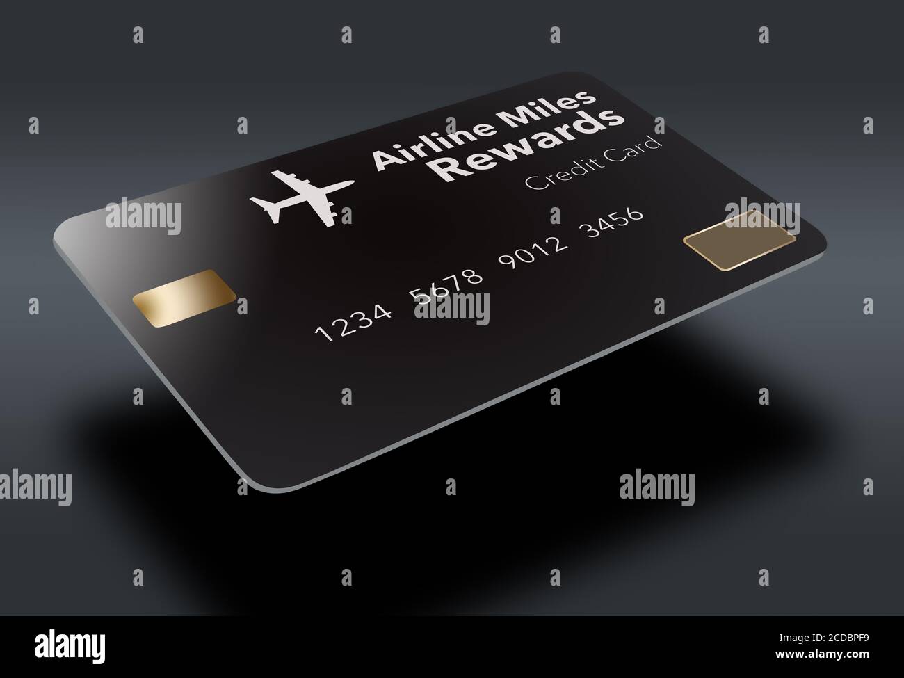A black air miles rewards credit card is seen isolated on a white ...