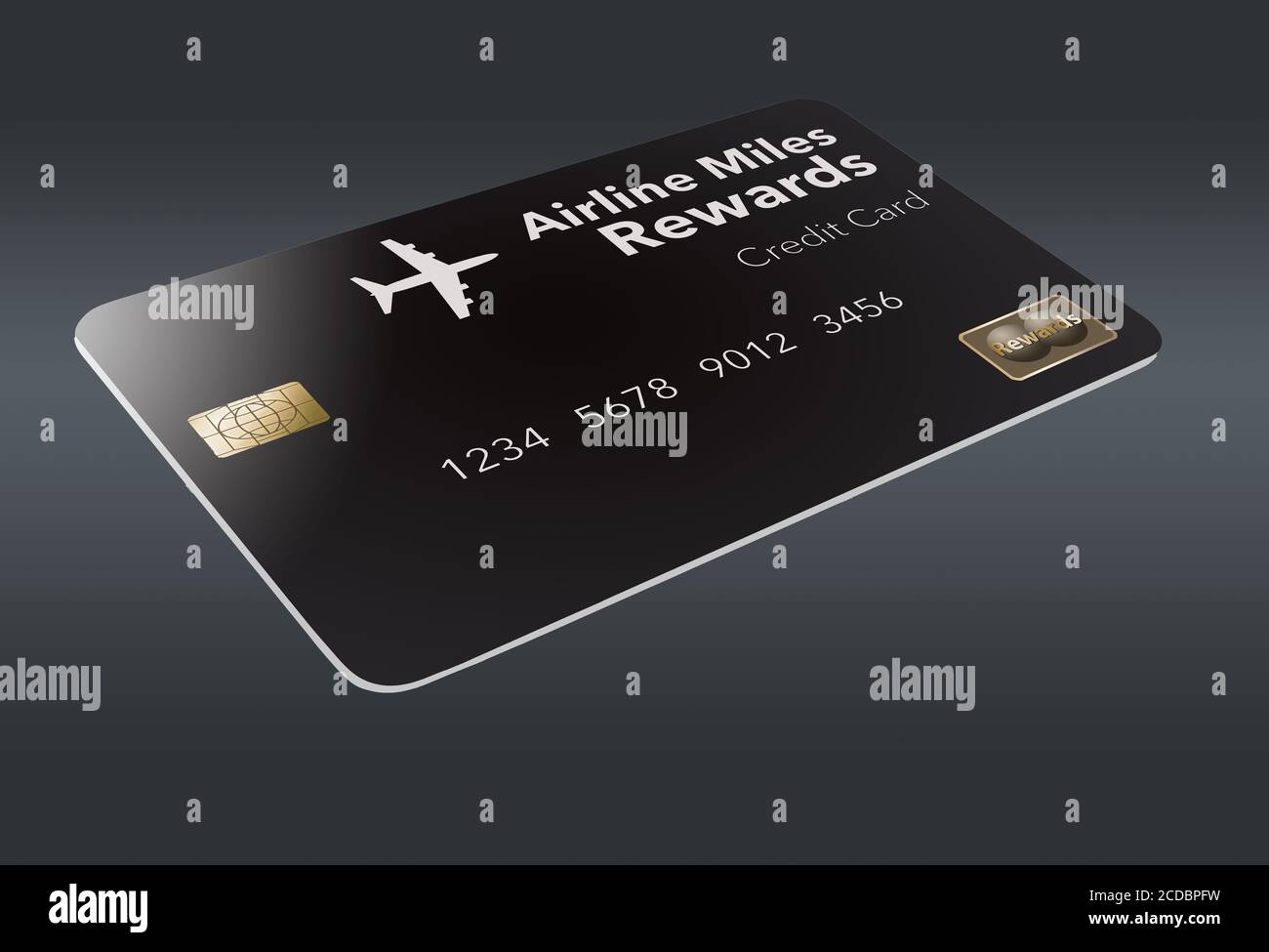 A black air miles rewards credit card is seen isolated on a white ...