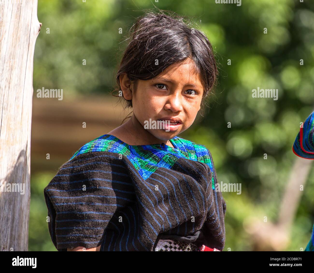Natural-light portrait of a young Mayan girl in traditional dress in ...