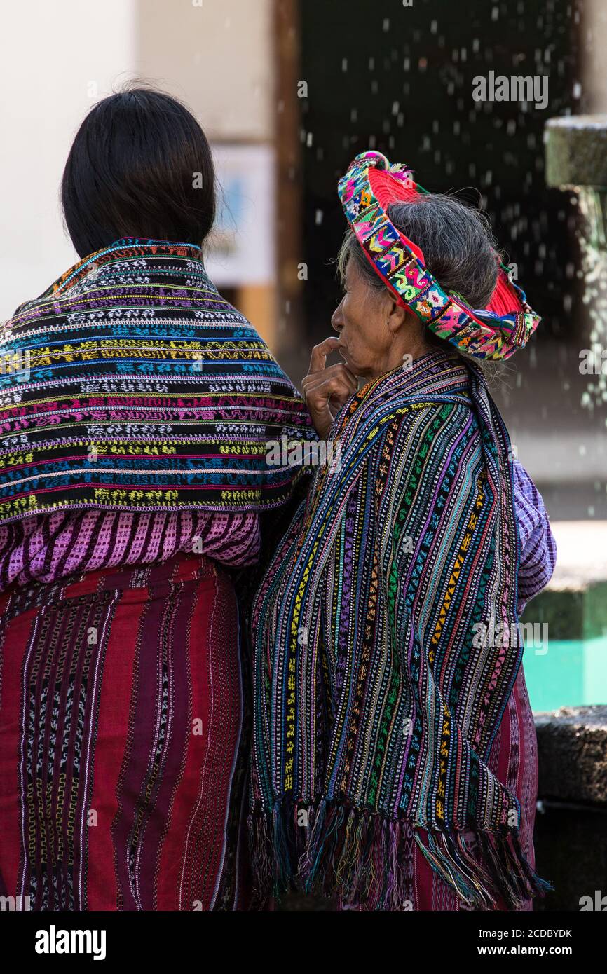 An older Tzutujil Mayan woman in traditional dress, including the ...