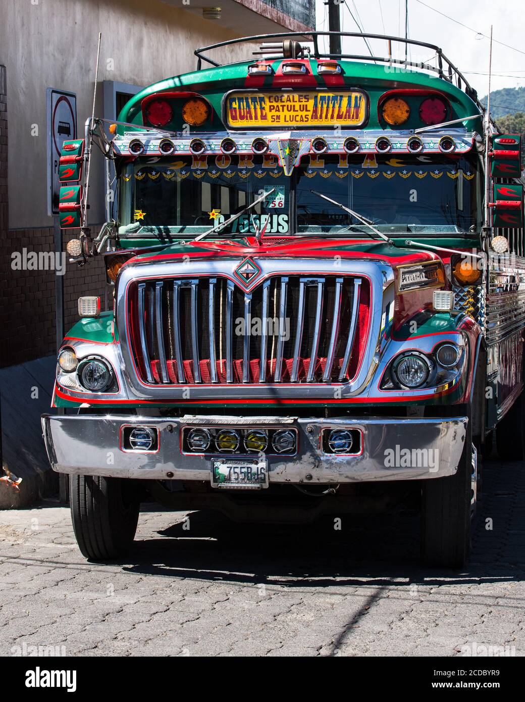 A public inter-city bus, known as a chicken bus, by the weekly open ...