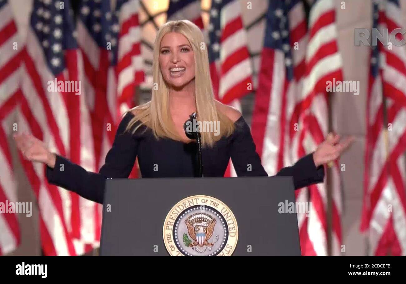 In this image from the Republican National Convention video feed, First ...