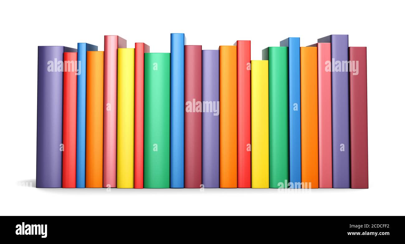 Color books in line isolated on a white background Stock Photo - Alamy
