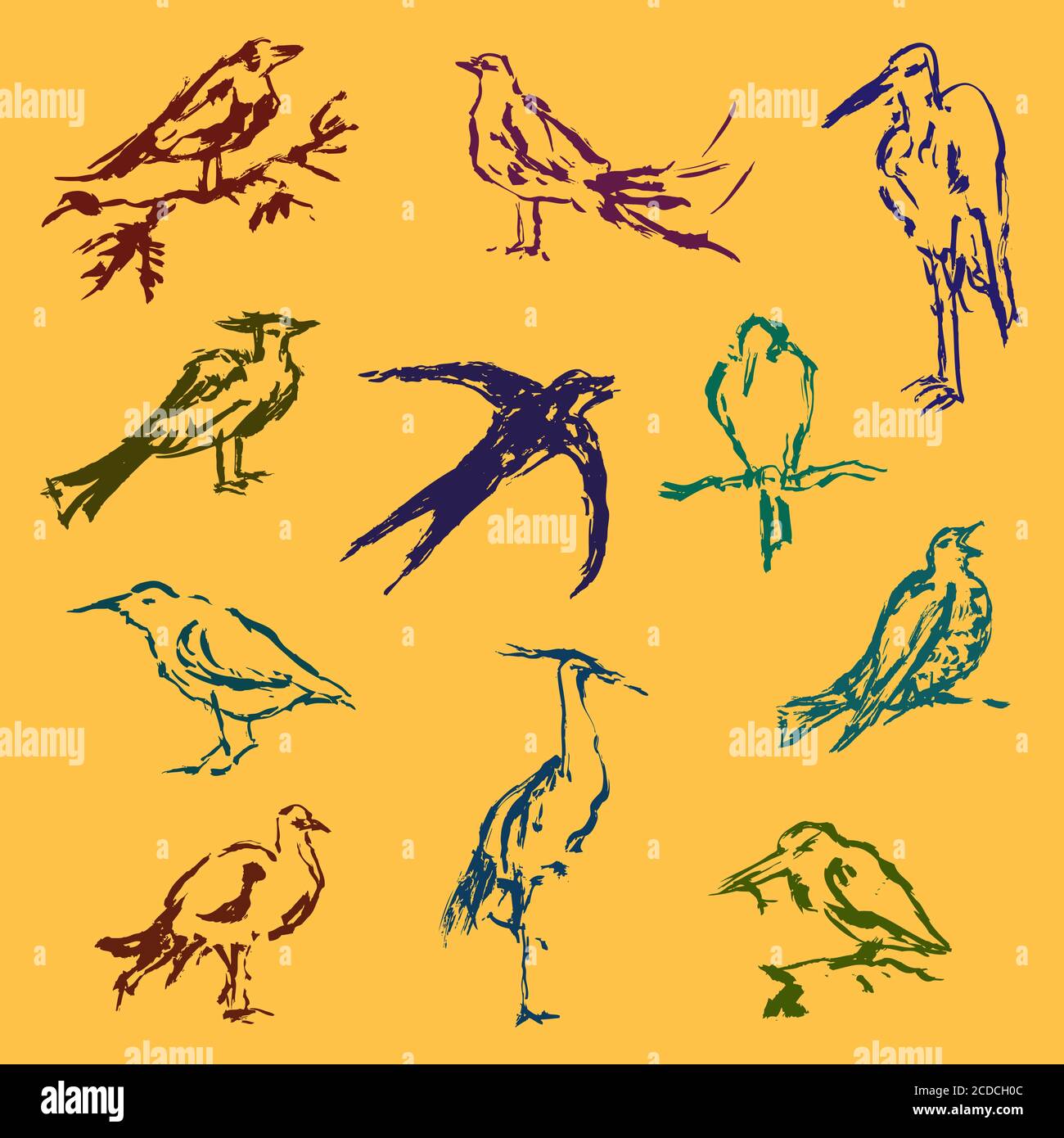 Set of artistic painted birds Stock Vector Image & Art - Alamy