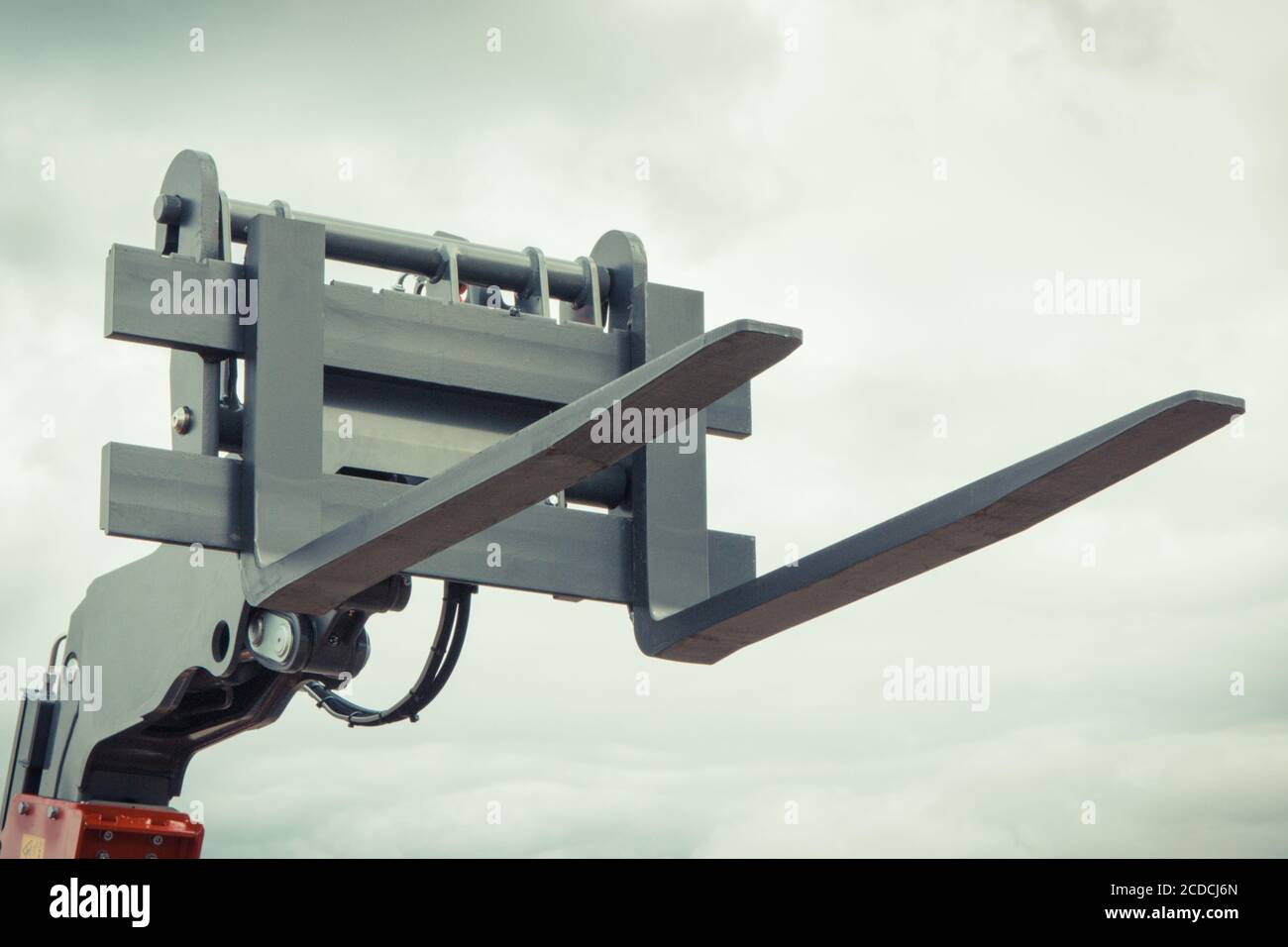 Forklift loader or stacker. Detail and part of hydraulic and pneumatic ...