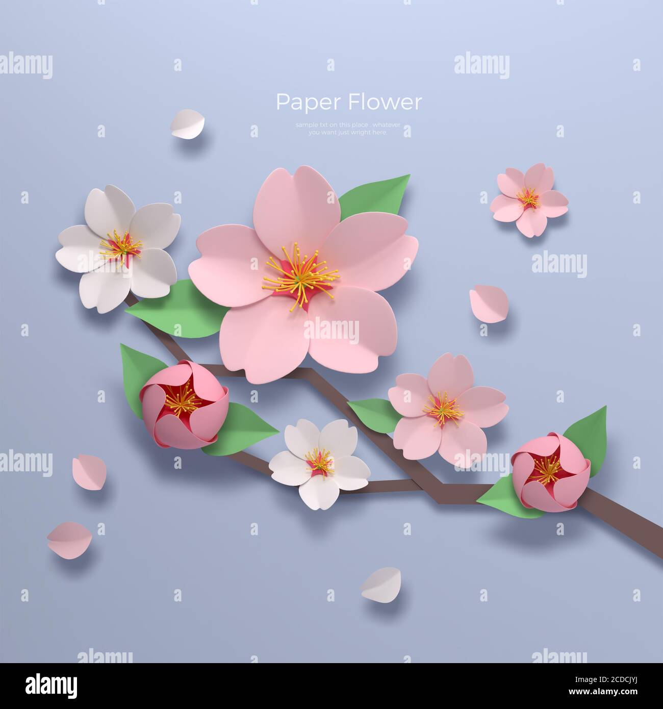 3D realistic paper Flowers 003 Stock Photo - Alamy