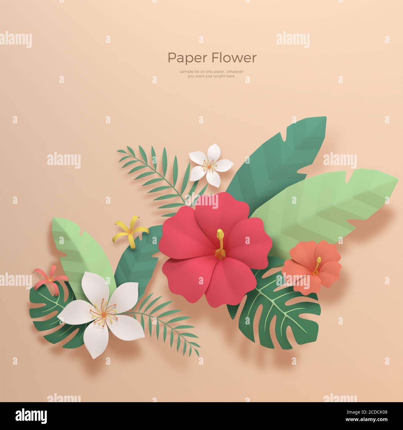 3D realistic paper Flowers 019 Stock Photo - Alamy