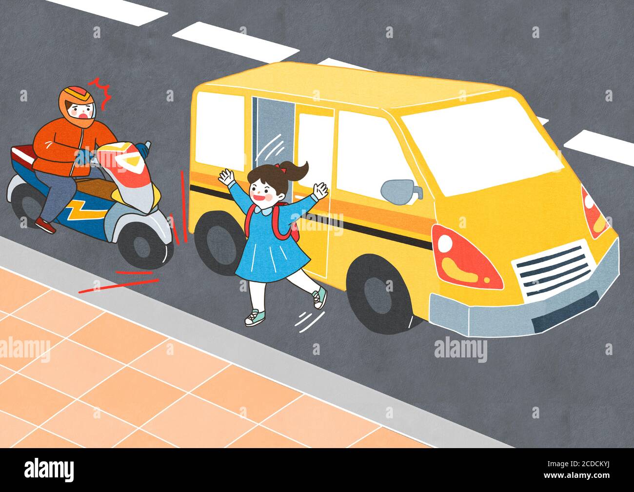 Children crossing the road to school Stock Vector Images - Alamy